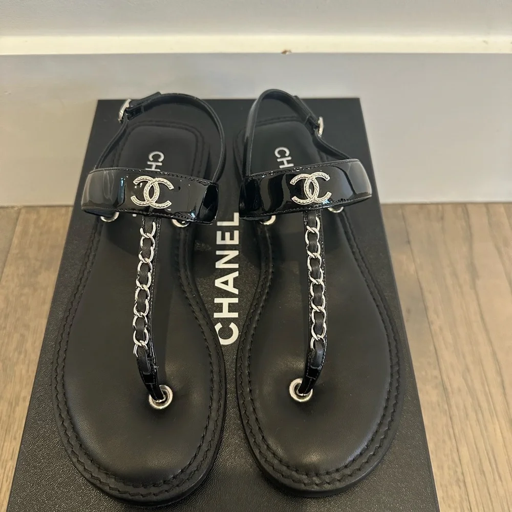 CHANEL | Shoes | Authentic Chanel Slingback Thong Sandals Worn Once ...